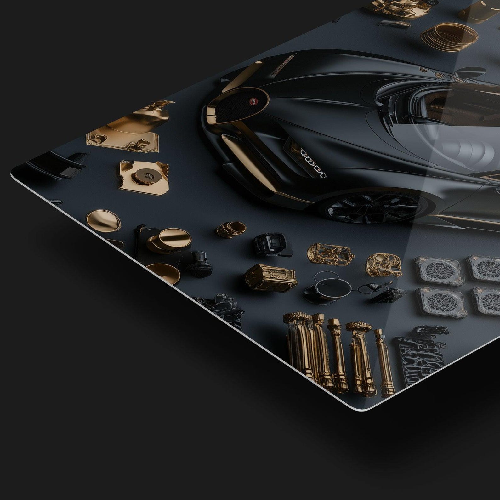 Mechanical Symphony: Bugatti Chiron in Pieces - Metal Print - Etsy