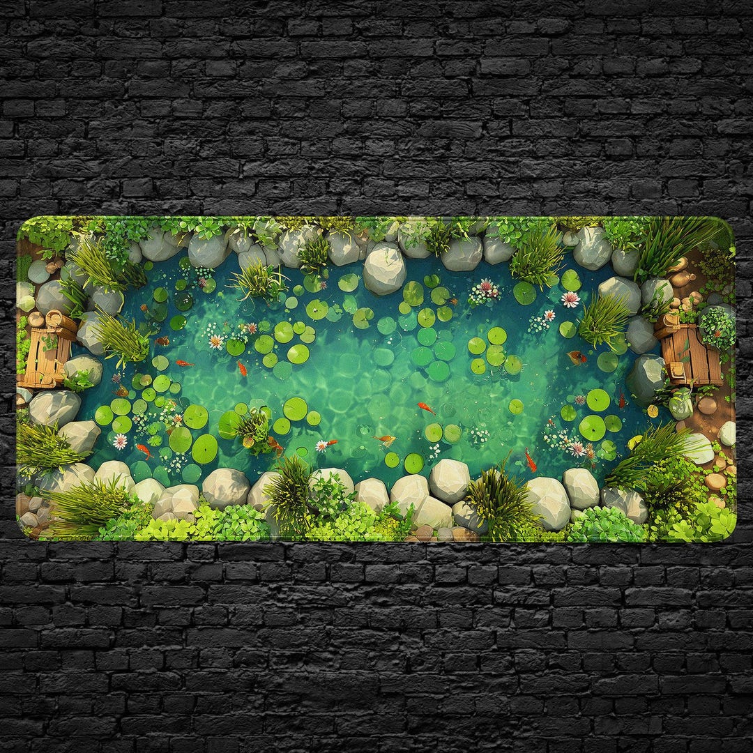 Koi Pond Desk Mat Zen Garden Water Lily & Fish Gaming Mouse Pad - Etsy