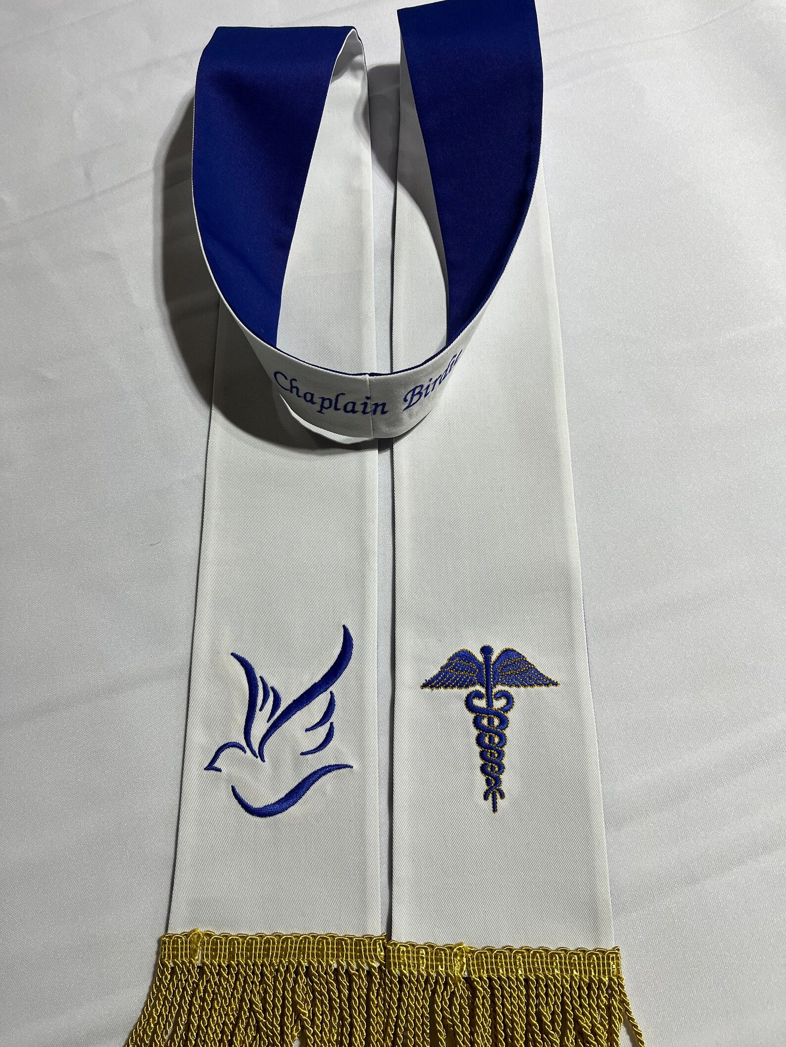 Reversible Blue and White Hospital Visitation Clergy Stole With ...
