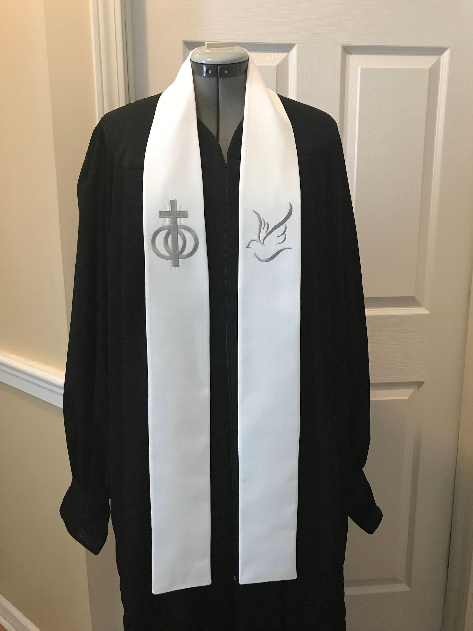 Wedding Officiant Clergy Stole With Cross, Rings and Dove - Etsy