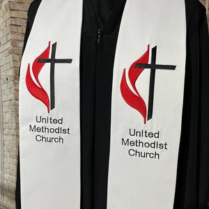 Clergy Stole With United Methodist Logo, Clergy Gift, Ministry Vestment ...