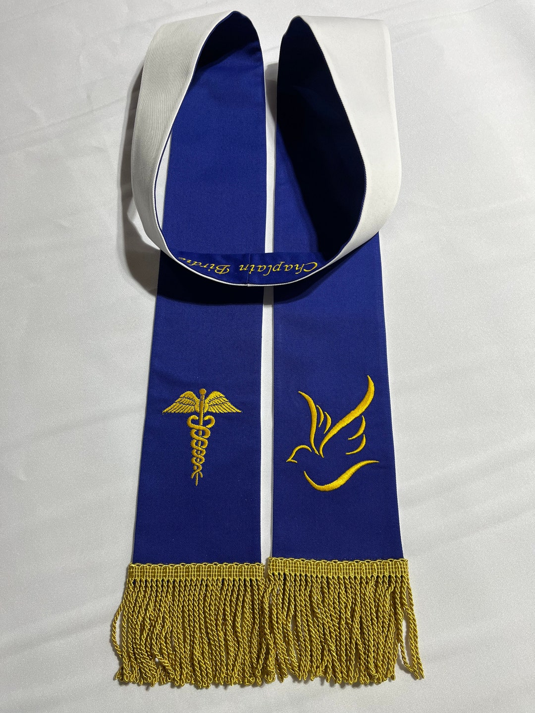 Reversible Blue and White Hospital Visitation Clergy Stole With ...