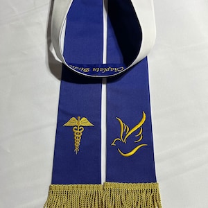 Reversible Blue and White Hospital Visitation Clergy Stole With ...