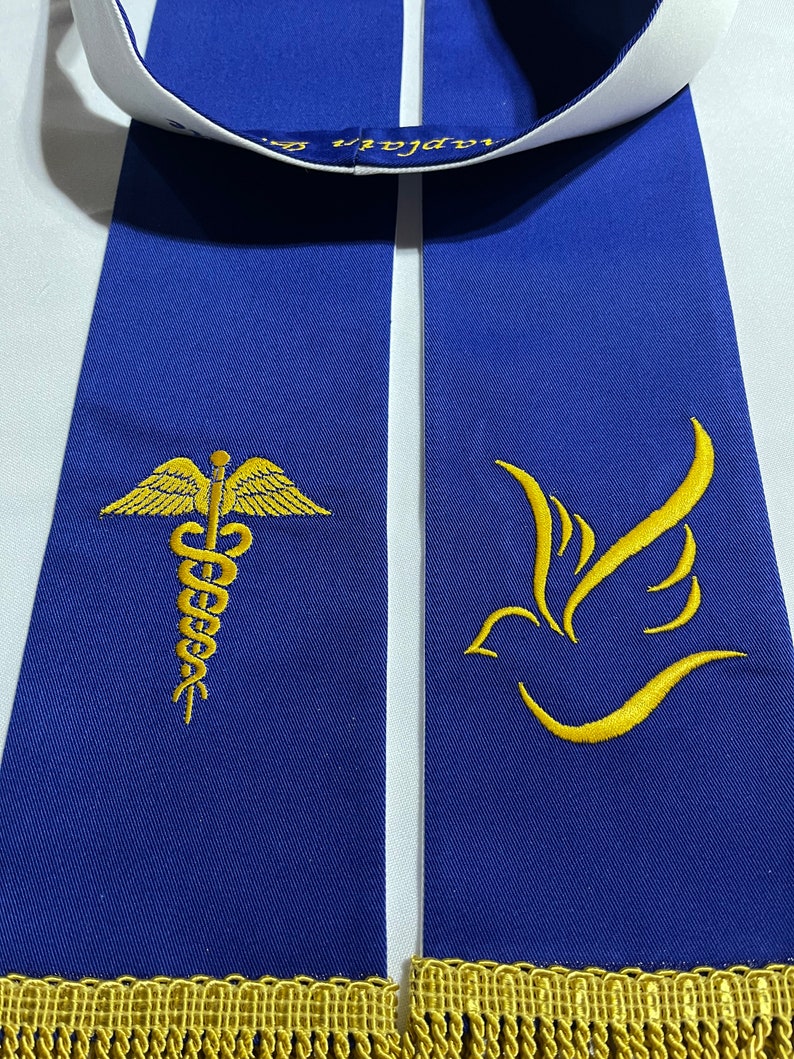 Reversible Blue and White Hospital Visitation Clergy Stole With ...