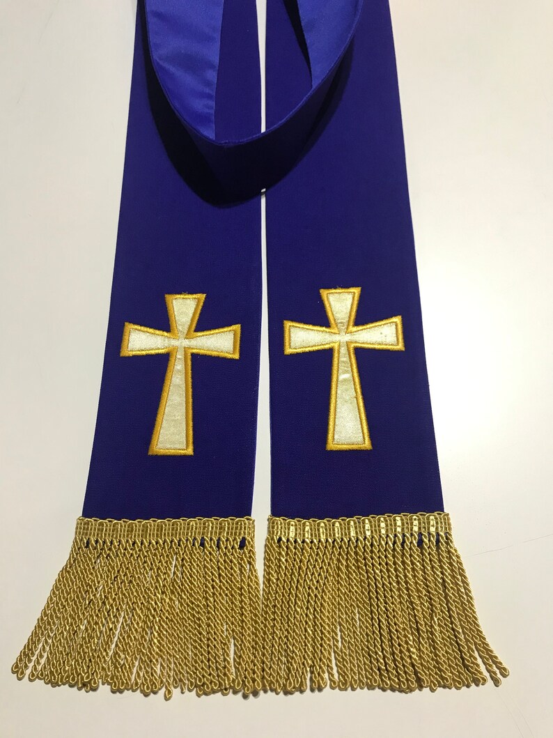 Clergy Stole With Fringe and Applique Cross | Etsy