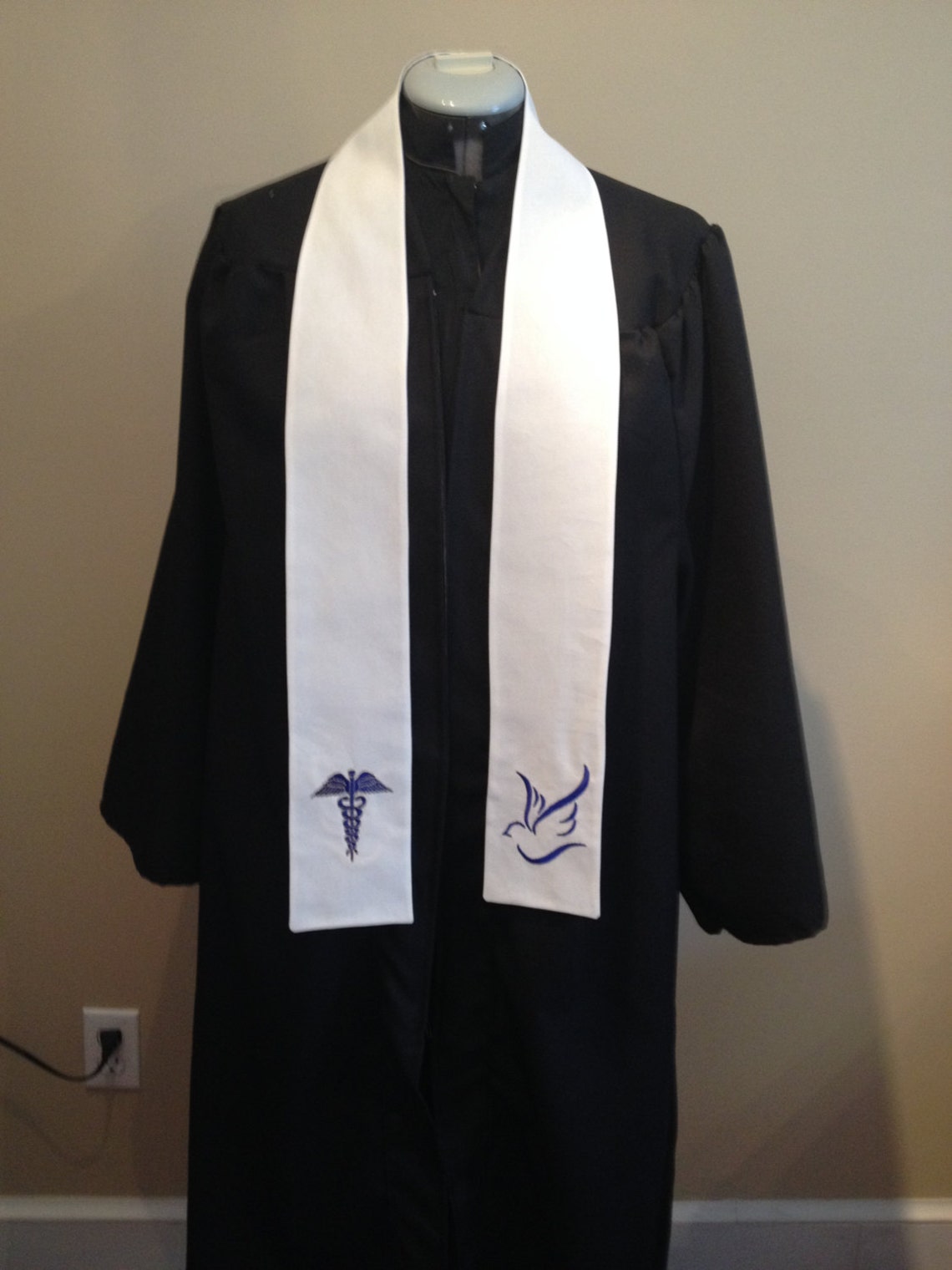 Reversible Blue and White Hospital Visitation Clergy Stole With ...