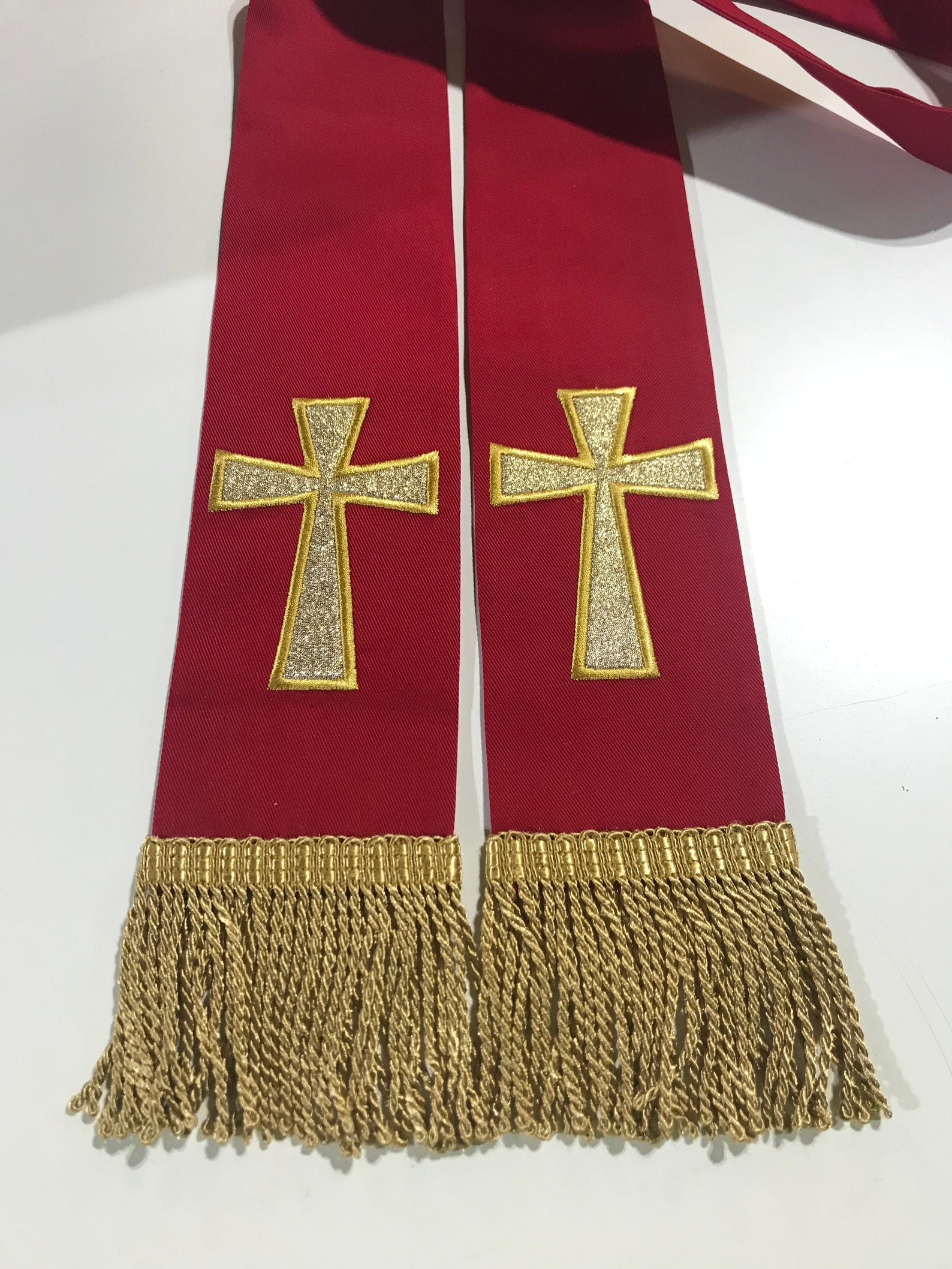 Clergy Stole With Fringe and Applique Cross | Etsy