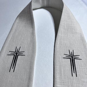 Full Length Pulpit Minister Clergy Stole With Modern Embroidered Cross ...