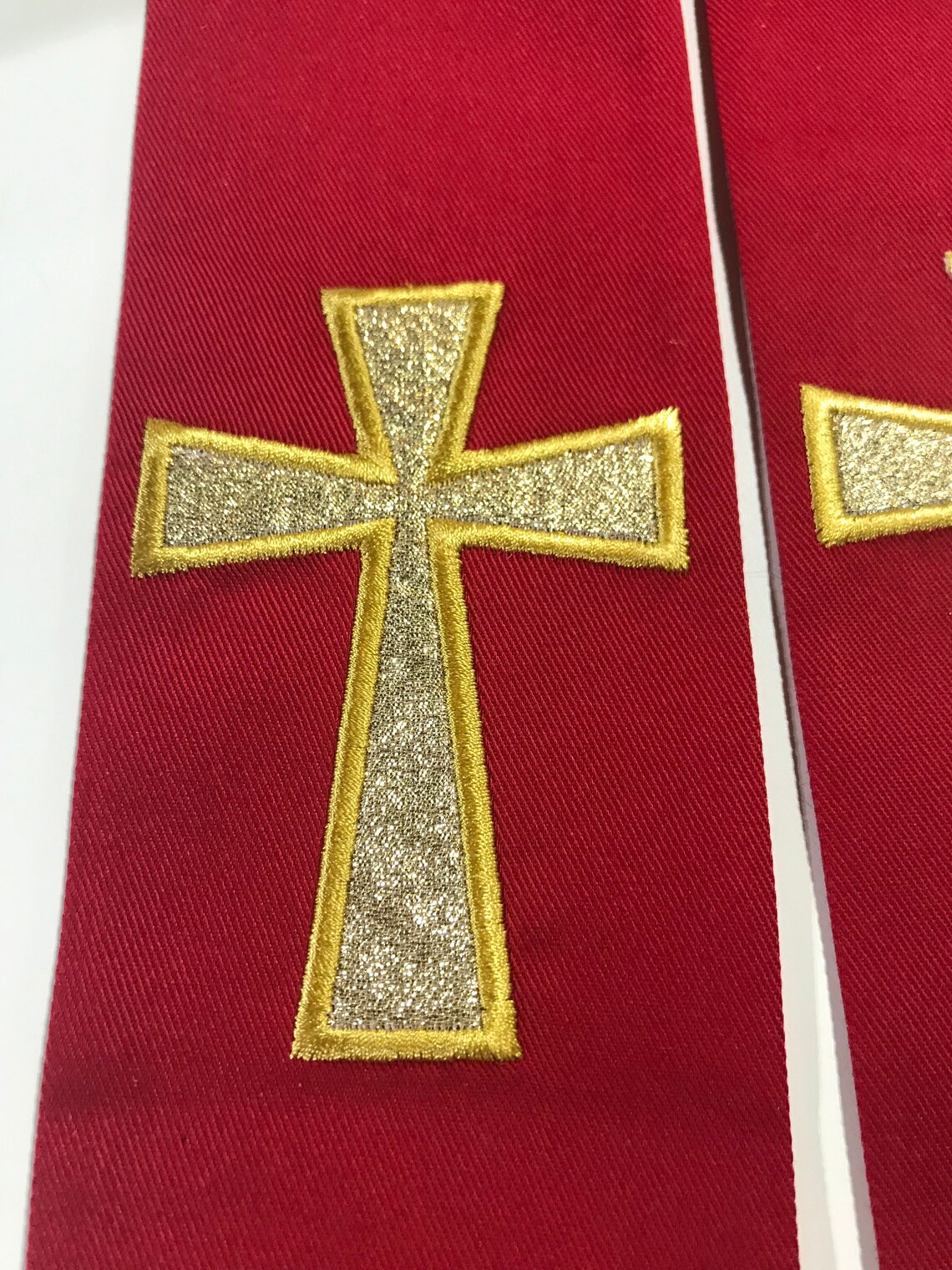 Clergy Stole With Fringe and Applique Cross | Etsy