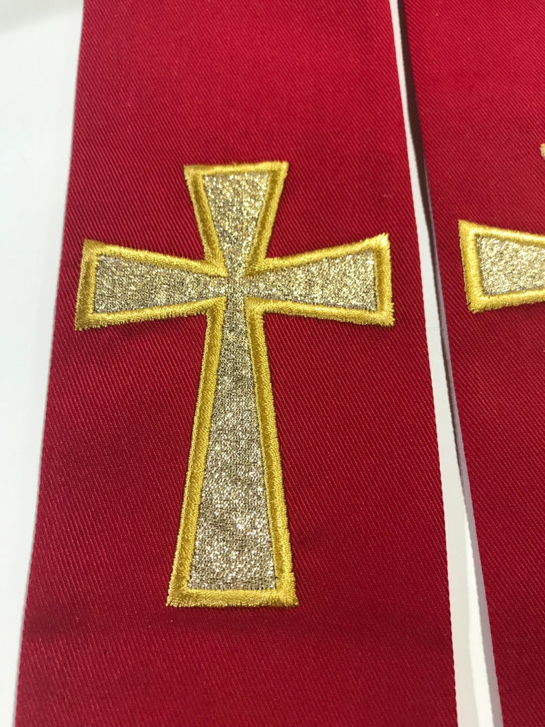 Clergy Stole With Fringe and Applique Cross | Etsy