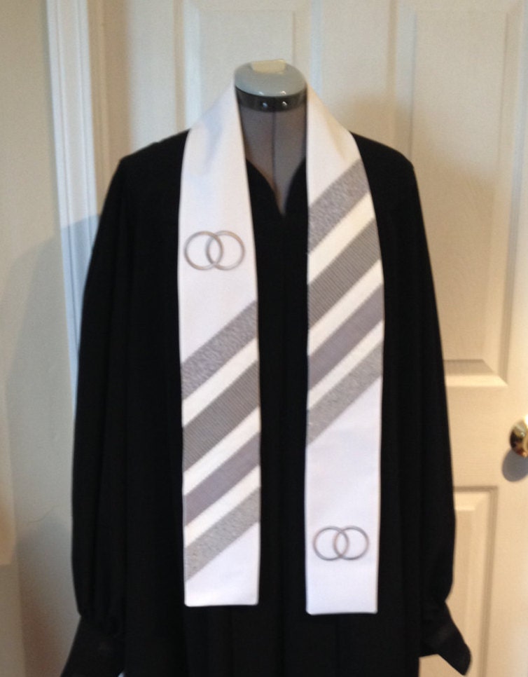 Custom Wedding Officiant Clergy Stole in White Silver and - Etsy