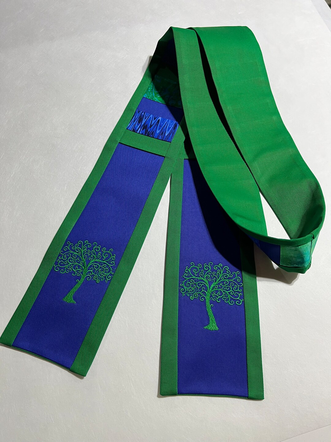 Wedding Officiant Gift, Ordination Stole, Blue & Green Clergy Stole ...