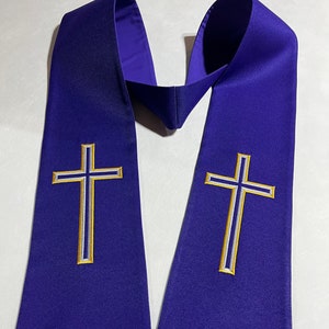 Embroidered Cross Clergy Stole: Wedding Funeral Officiant Gift - Etsy