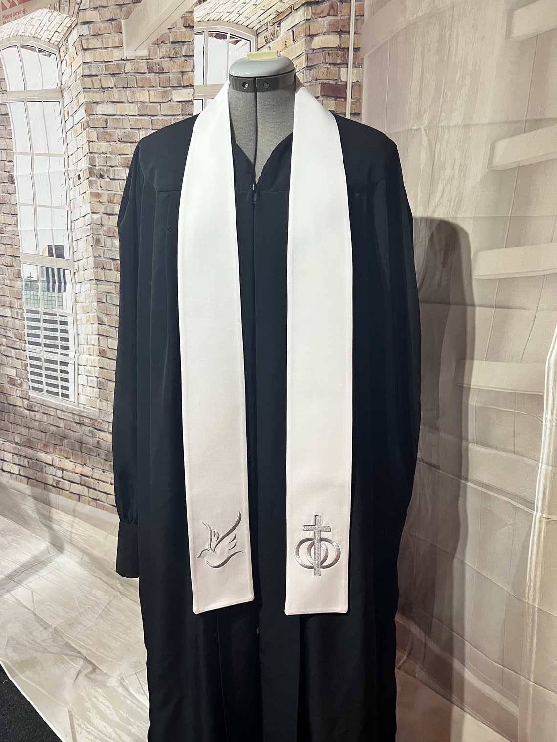 Wedding Officiant Clergy Stole With Silver Cross Rings and | Etsy