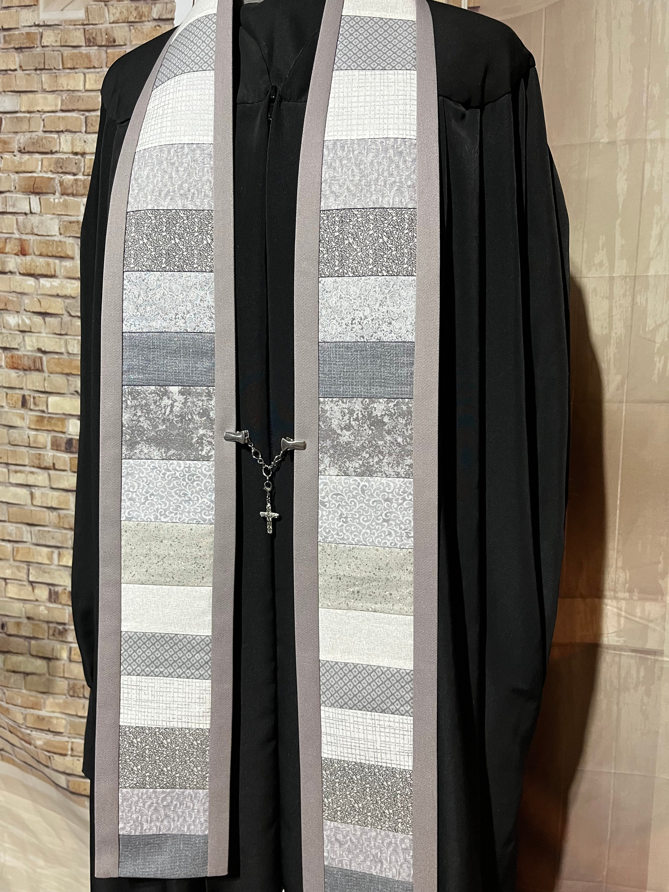 Gray Wedding Clergy Stole: Handcrafted Twill Ordination Scarf - Etsy