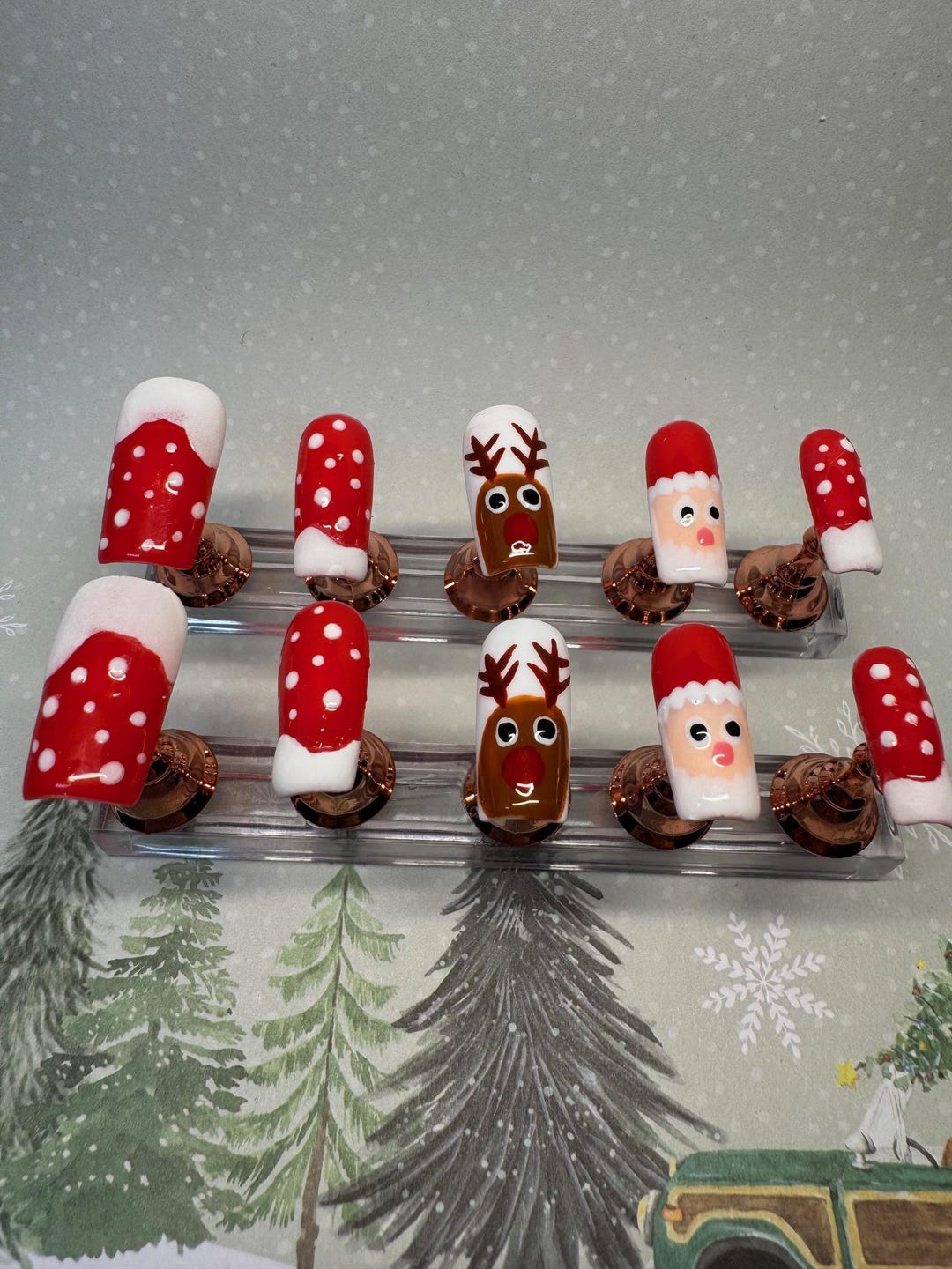 Merry Press-on Nails: Santa & Rudolph Nail Art for Effortless Festive ...
