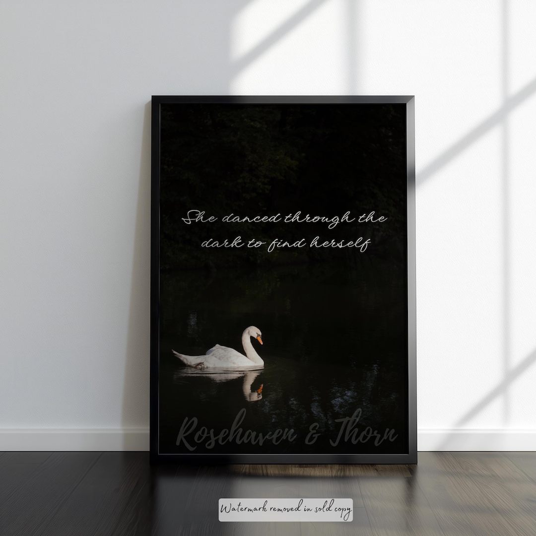 Swan Lake Quote Poster, Moody Swan Wall Art, Printable Library Decor ...