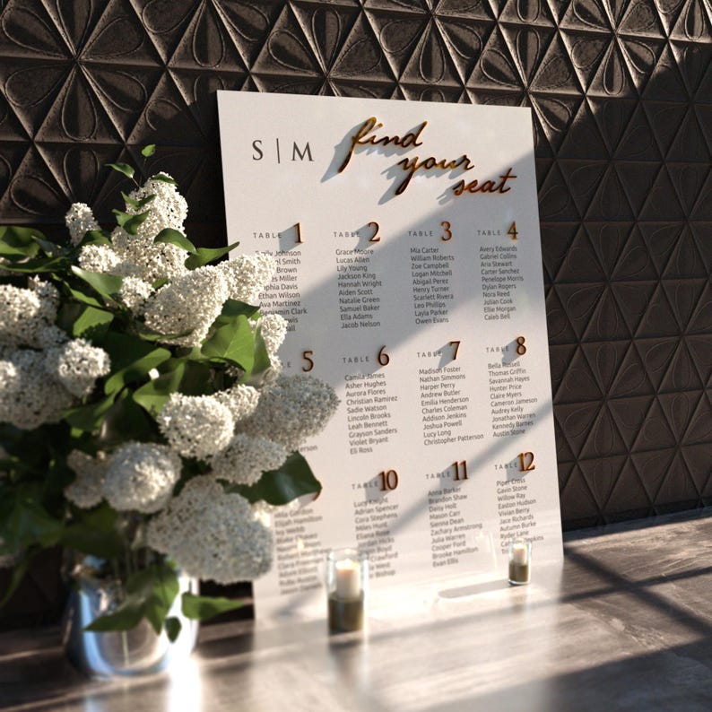 Custom Acrylic Wedding Seating Chart: 3D Lettering, Modern Reception ...