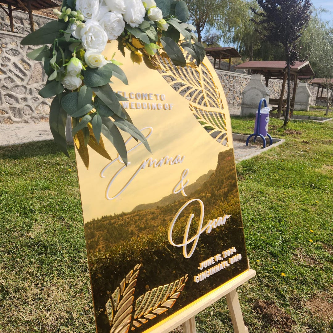 Mirror Gold Welcome Sign, Gold Wedding Sign, Welcome to Our Wedding ...