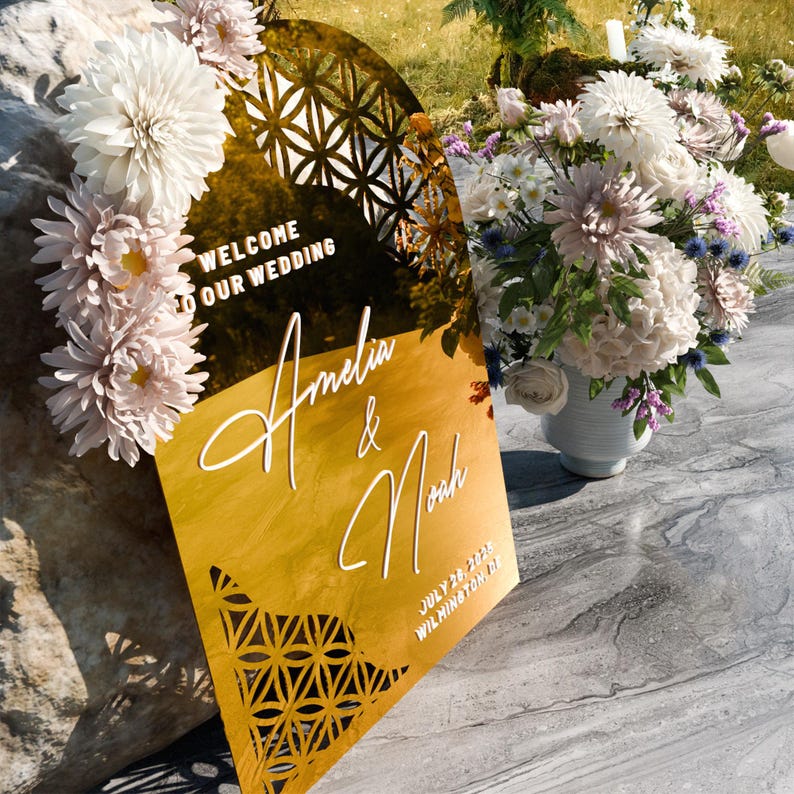 Gold Wedding Welcome Sign, Gold Mirror Welcome Sign, Welcome to Our ...