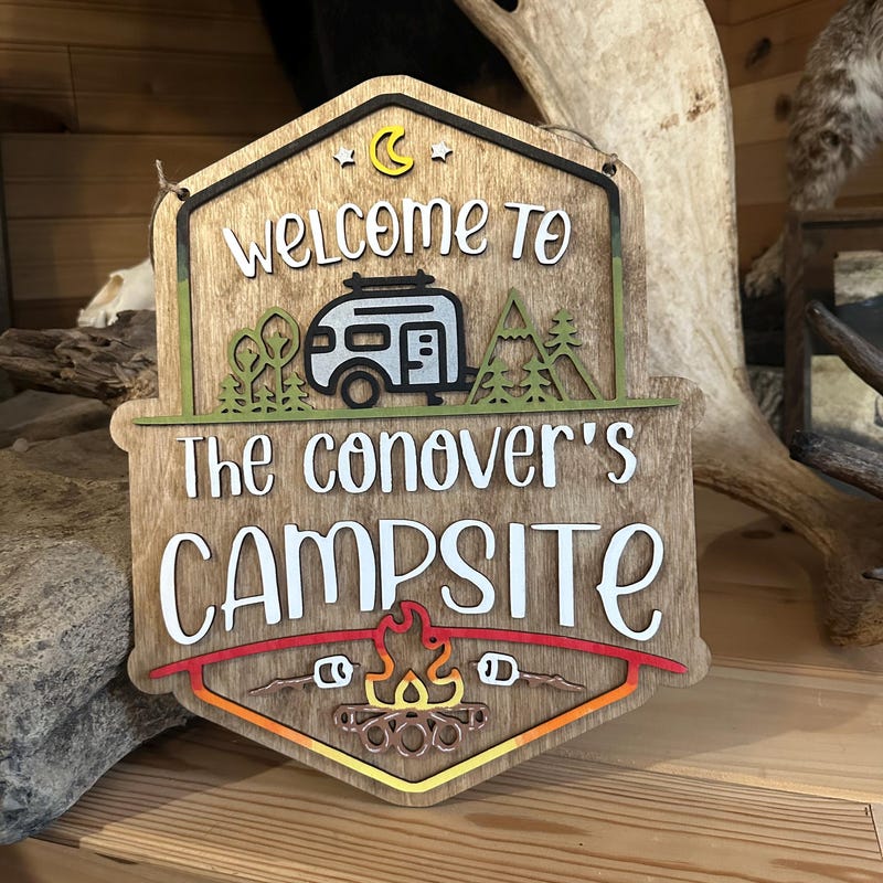Wood Camping Sign - Etsy