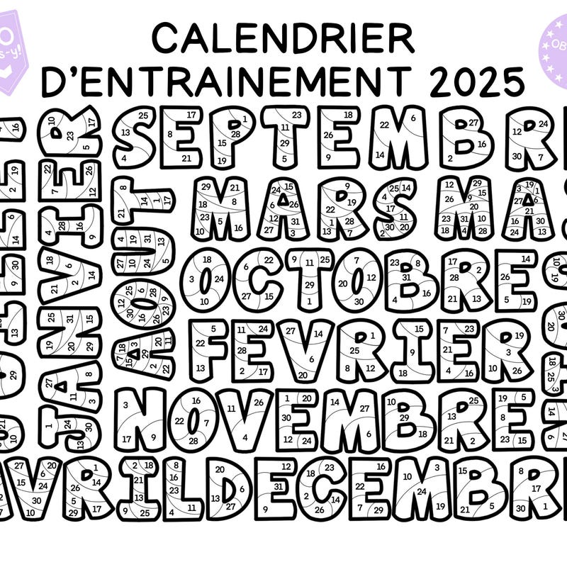 Calendrier entraînement à colorier 2026 - Etsy Canada