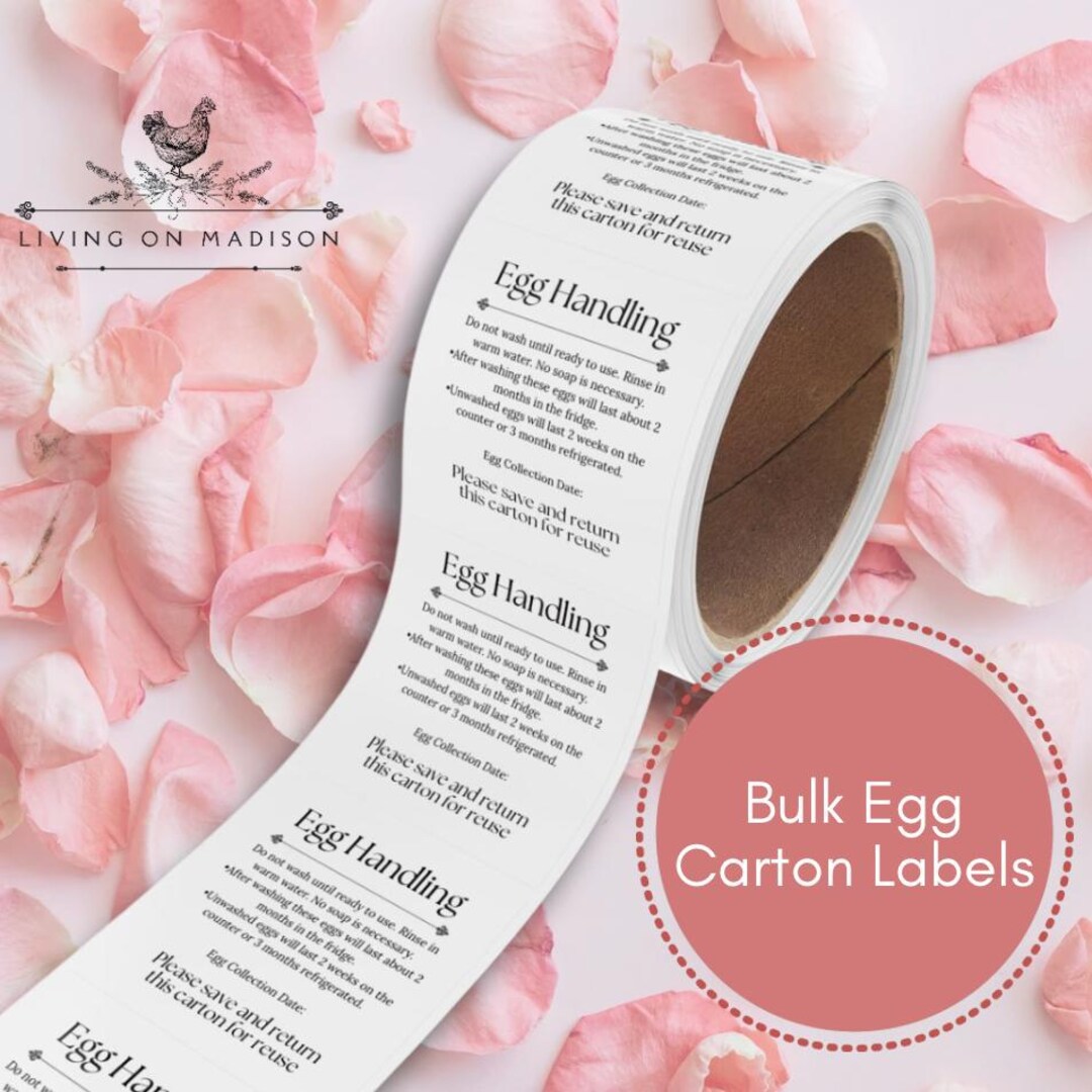 Egg Carton Handling Instruction Labels | Farm Care Stickers | Farmers ...
