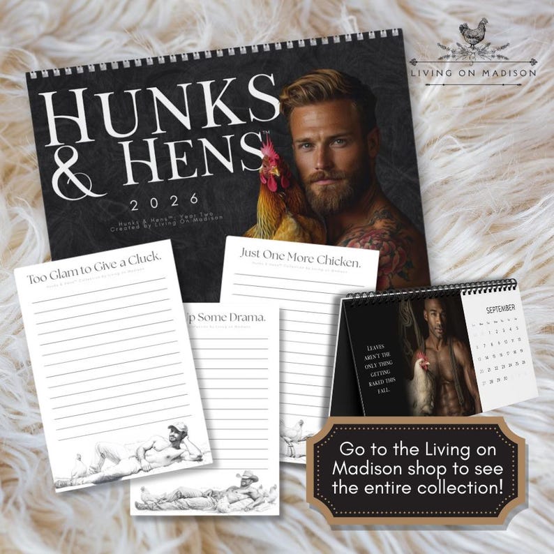 Funny Chicken Desk Calendar 2026 | Hunks & Hens™ Farmhouse Decor ...