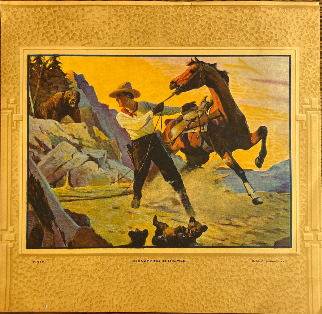 Vintage Cowboy Calendar Illustration - Etsy