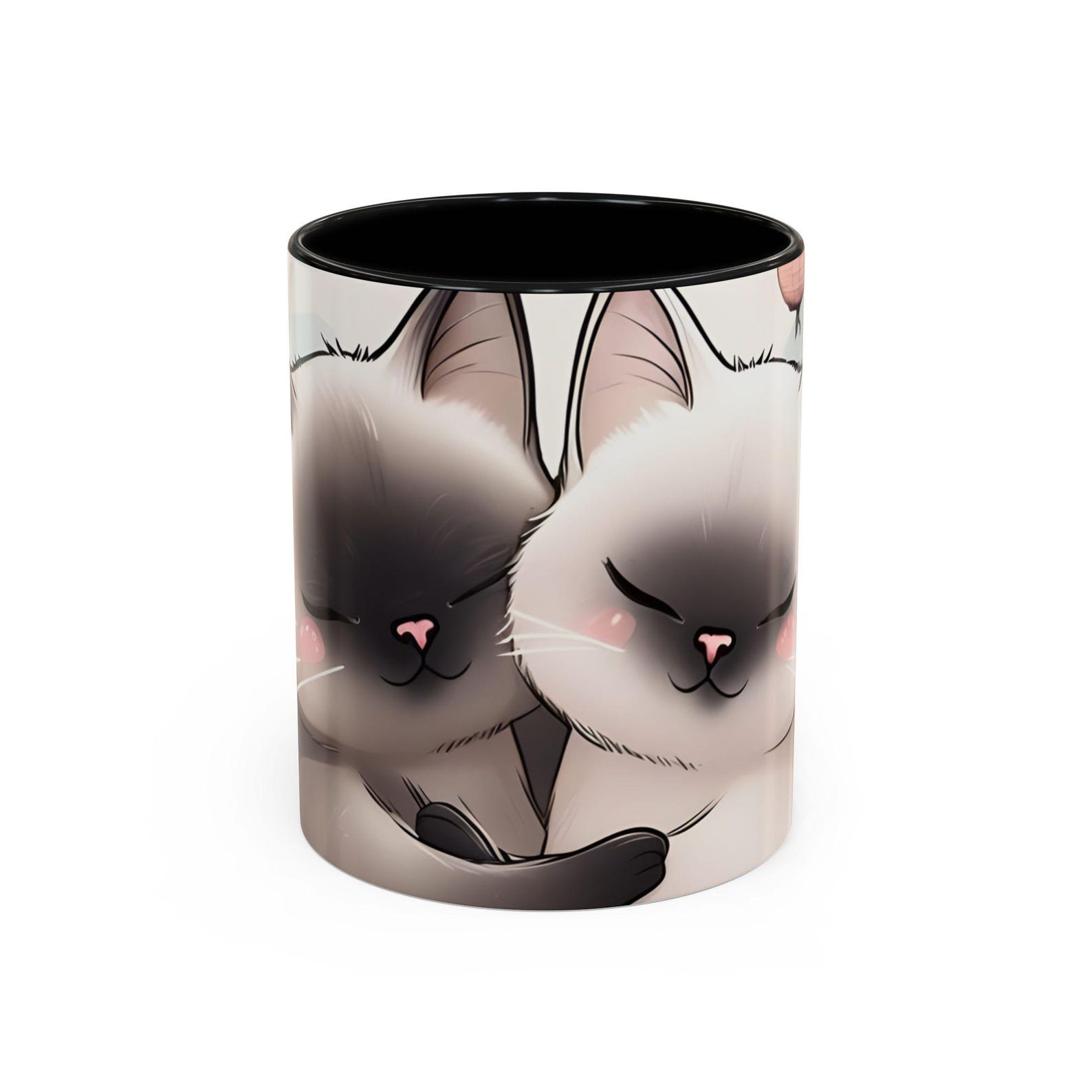 Coffee or Tea Mug, Siamese Cats Cherry Blossoms Hearts Design, Cat ...