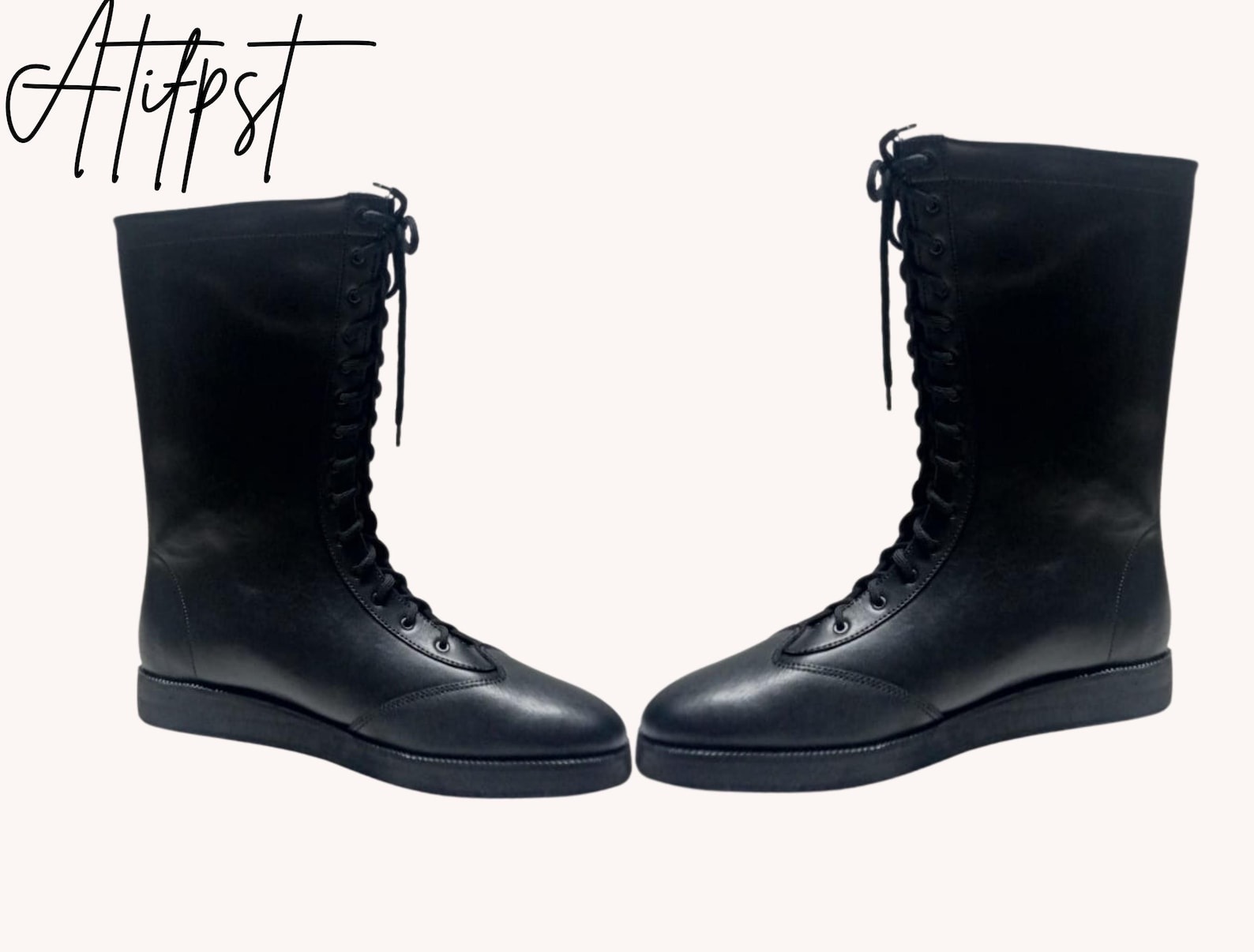 Men Women Wrestling Boots, Tall Boots With Rubber Sole, Goatskin ...