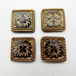 Vintage Glass Cabochon RARE Square Stones 2 Pcs S-30 Bronze - Etsy