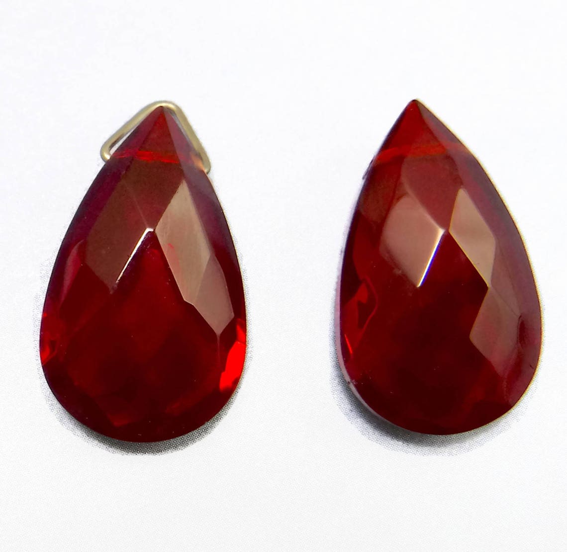 Vintage Glass Teardrop 2 Pcs Red Pendant Large Garnet Red Bead | Etsy