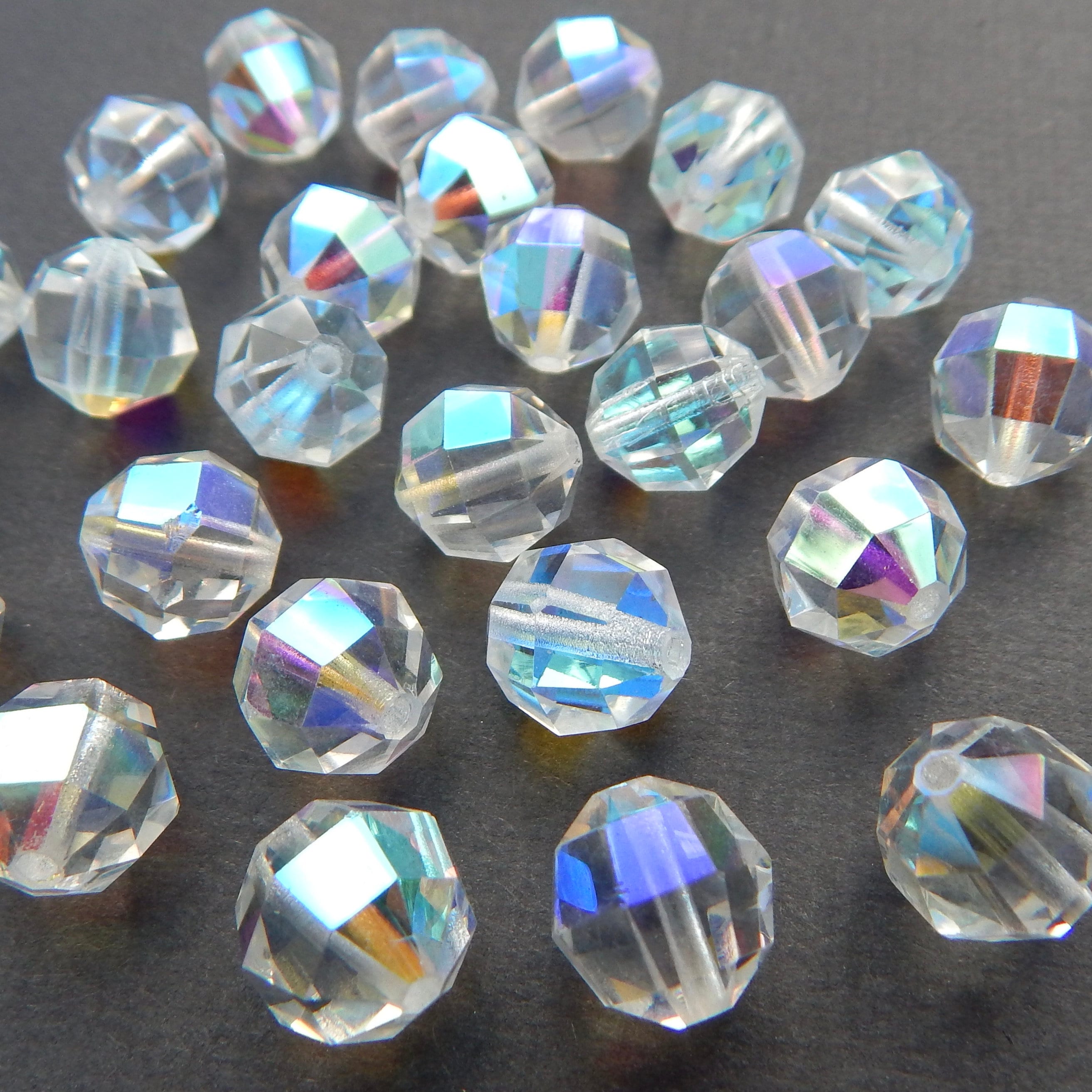 16 Pcs Large Crystal Beads 10mm Crystal AB Article 5000 Cab Round ...