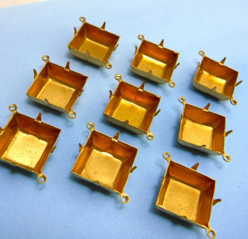 Square Prong Settings 14 Mm 2 Ring Closed Back Brass 24 Pcs | Etsy