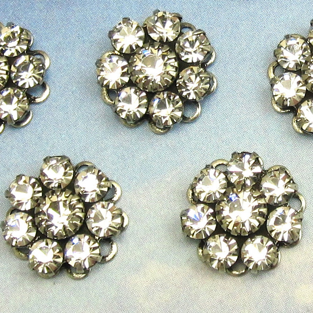 Rhinestone Bead Swarovski Clear Crystal Rhinestone Flower in Antique ...
