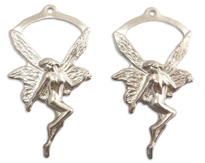 10 Pcs Silver Fairy Charms Brass Stamping Silver Plated Fairie - Etsy