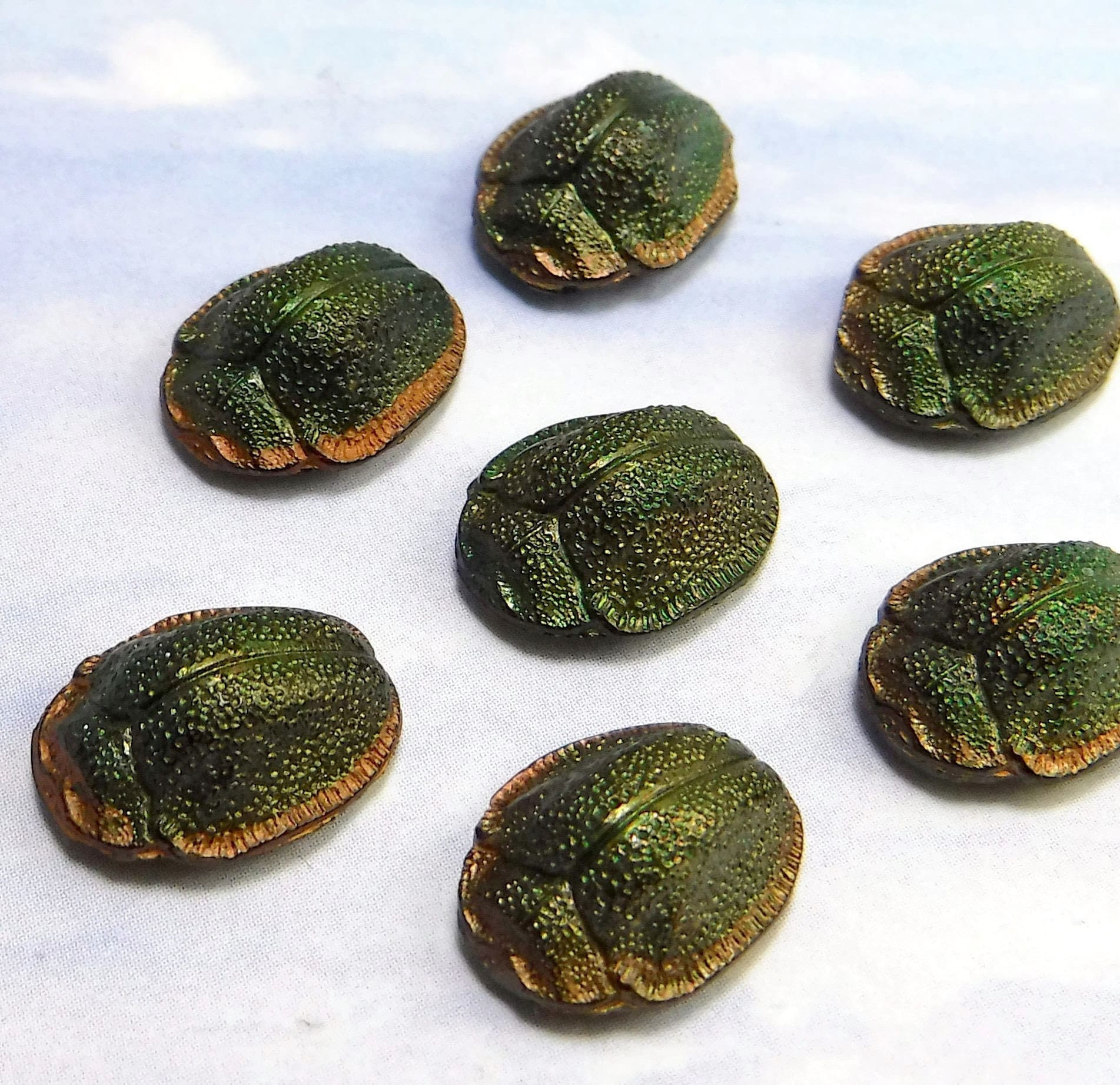Rare 1920s SCARAB Vintage Glass Cabachon Stones Egyptian - Etsy