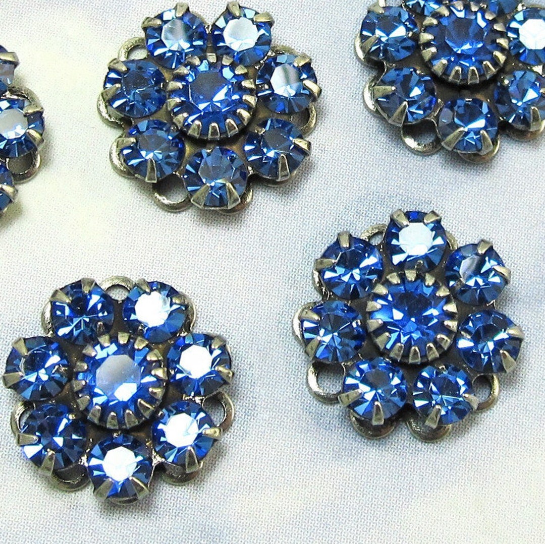 Crystal Rhinestone Flower 12 Mm Sapphire Blue Swarovski in Antique ...