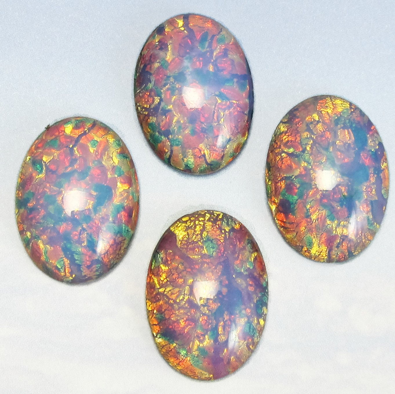 25x18mm 2 Pcs Opal Cabochon Pink Opal Vintage Glass Stones S-12 PM - Etsy