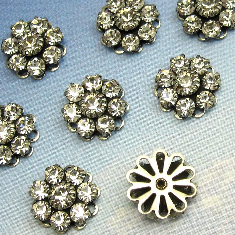 Rhinestone Bead Swarovski Clear Crystal Rhinestone Flower in Antique ...
