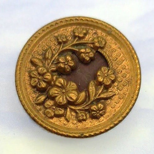 Antique Victorian Button 1 Inch Ornate Floral Brass Button - Etsy
