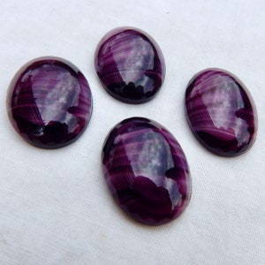 Glass Stones Purple Glass Cabochons 4 Pcs 25x18 Mm Purple Striped Vintage Stones S-202 - Etsy