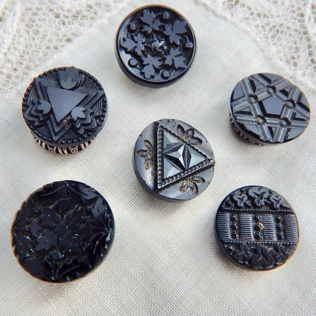 Victorian Buttons Antique Black Glass Buttons 1/2 Inch Glass N94 - Etsy