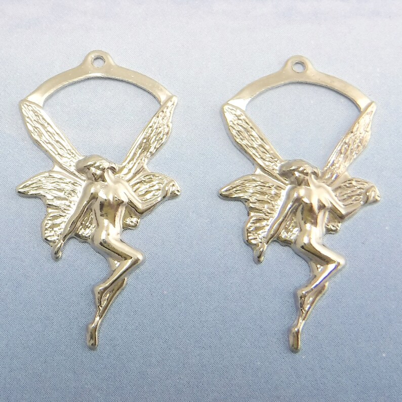 10 Pcs Silver Fairy Charms Brass Stamping Silver Plated Fairie - Etsy