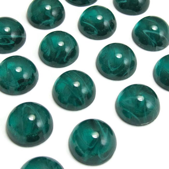 Green Vintage Glass Cabochon 8 pcs 12 mm Stones 12mm S-88 | Etsy