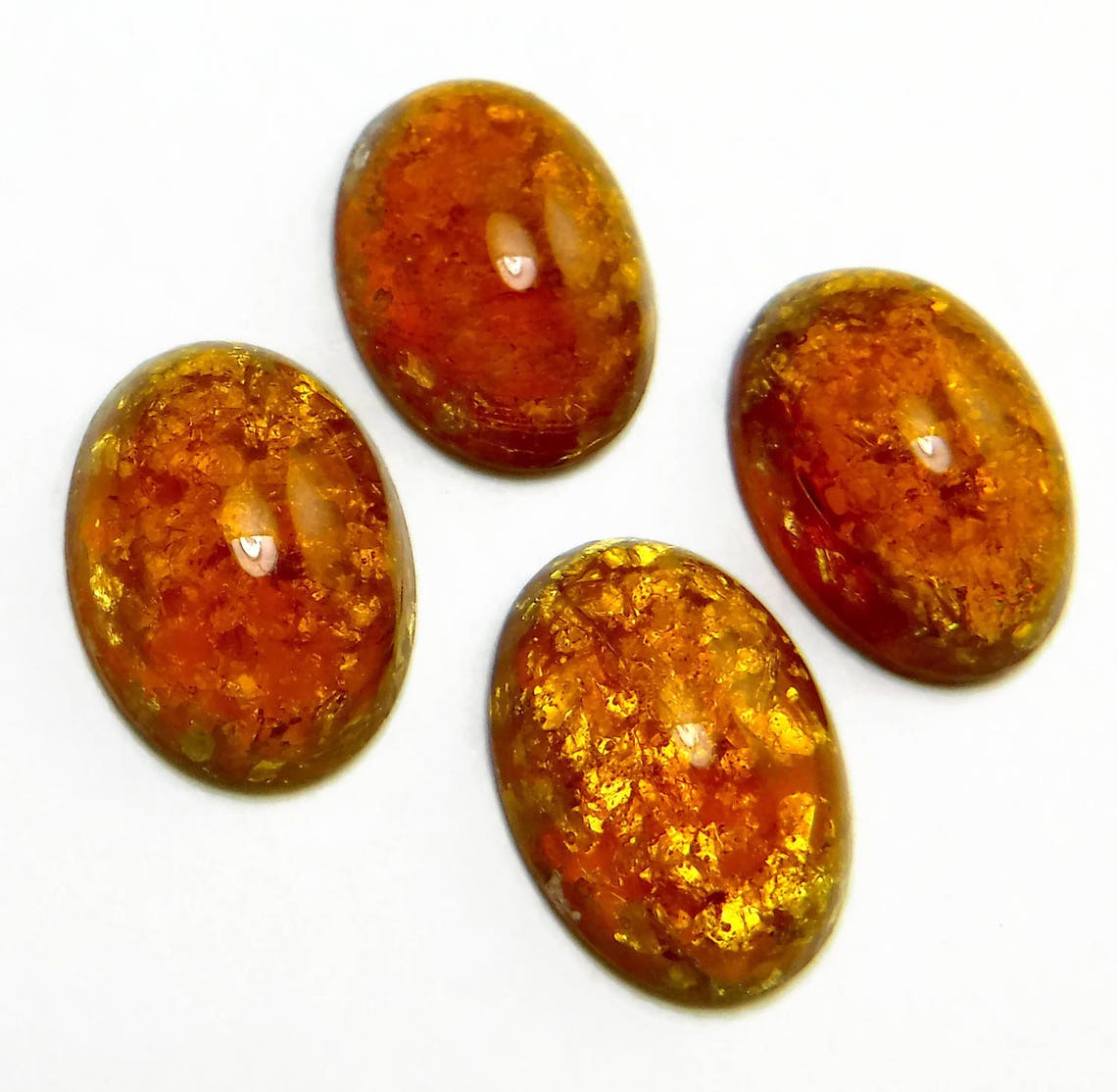 18x13 mm Amber Opal Cabochon 2 pcs Vintage Glass Opal Stones | Etsy