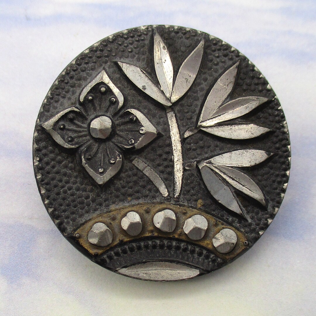 Antique Victorian Button 1 3/8 Inch Huge Ornate Floral Brass Button V ...
