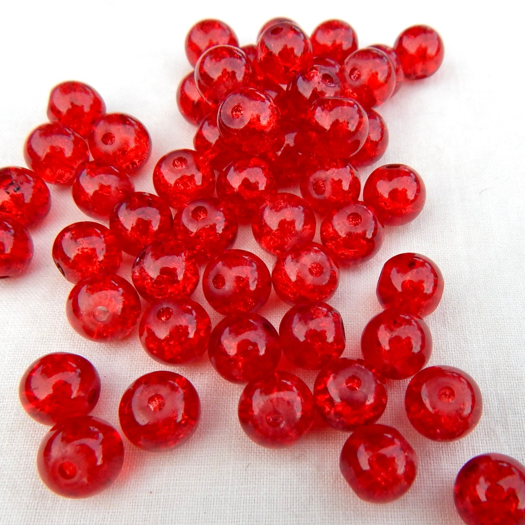 50 Pcs 8mm Glass Beads Red Round Glass Beads Czech 8 Mm Druk B-99 - Etsy