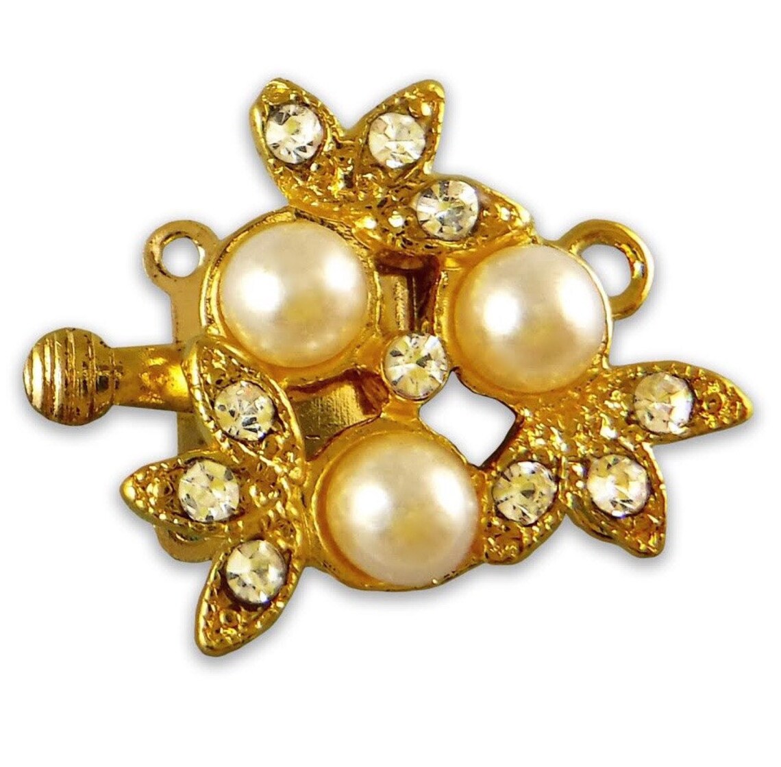 Gold Rhinestone Clasp Vintage Swarovski Crystal Pearl Two - Etsy